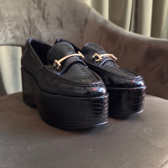 ASOS | Shoes | Asos Black Platform Loafers With Chunky Heel | Poshmark